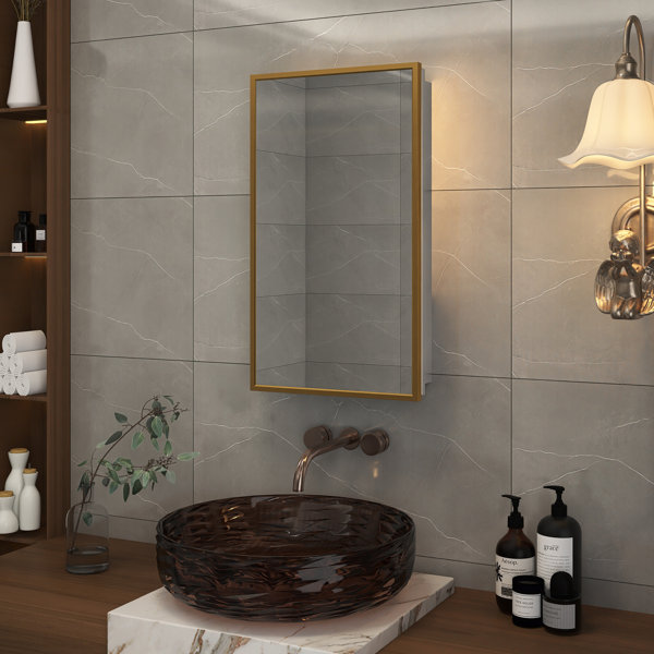 Ebern Designs Jonluca 16'' W 28'' H Wall Mounted Required Framed Medicine Cabinet Mirror | Wayfair